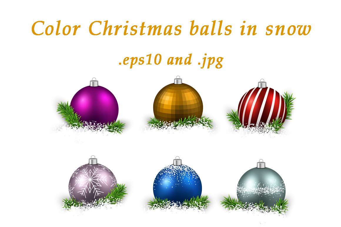 Set of color Christmas balls in snow, an Object Graphic by Vjom