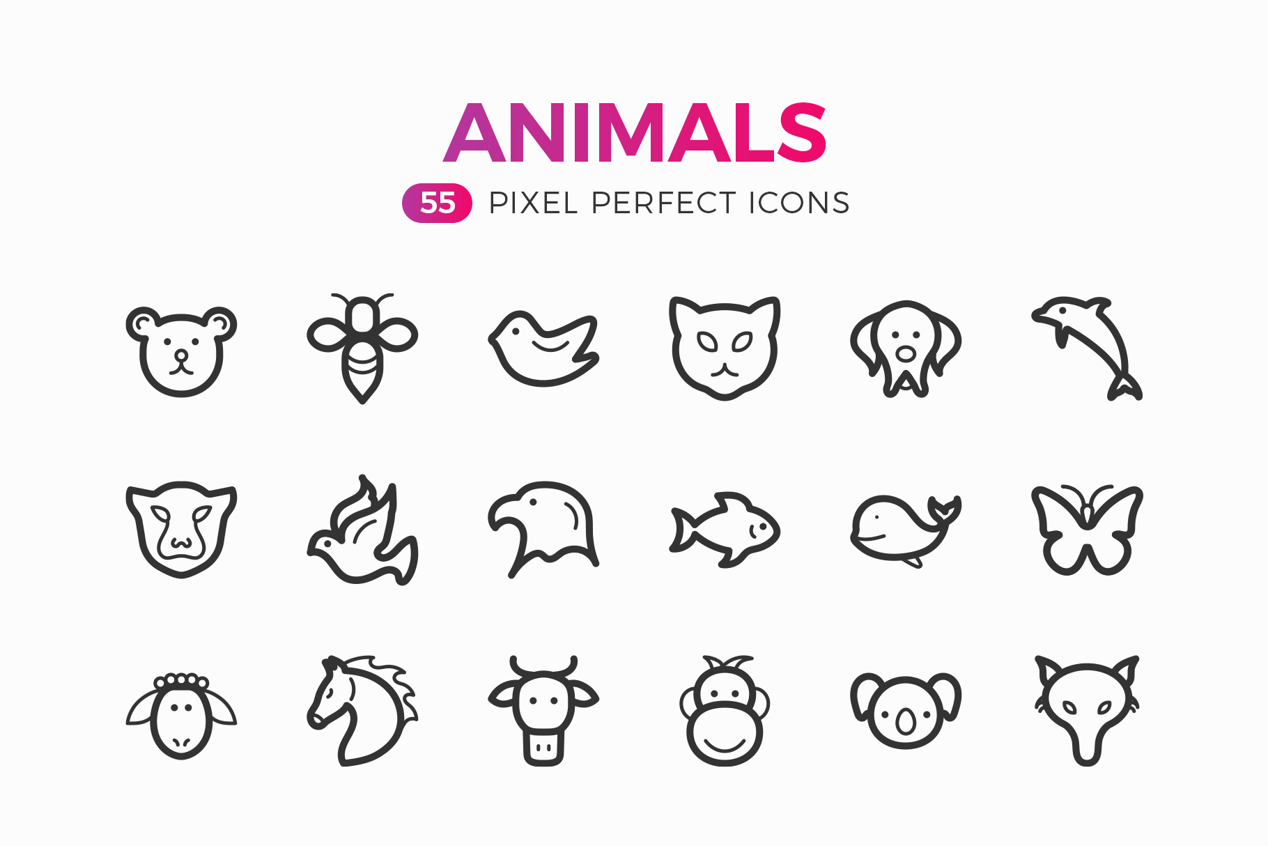 Animals & Pet Line Icons Pack, an Outline Icon by P.F. Creative Lab