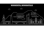 Minneapolis silhouette skyline. USA - Minneapolis vector city, american ...