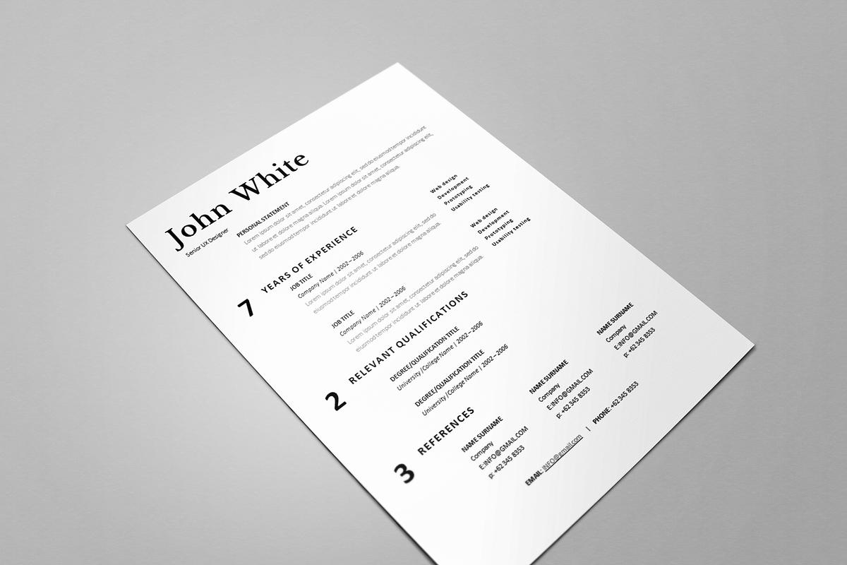 One page Resume CV + cover letter 3, a Resume Template by UX Design ...