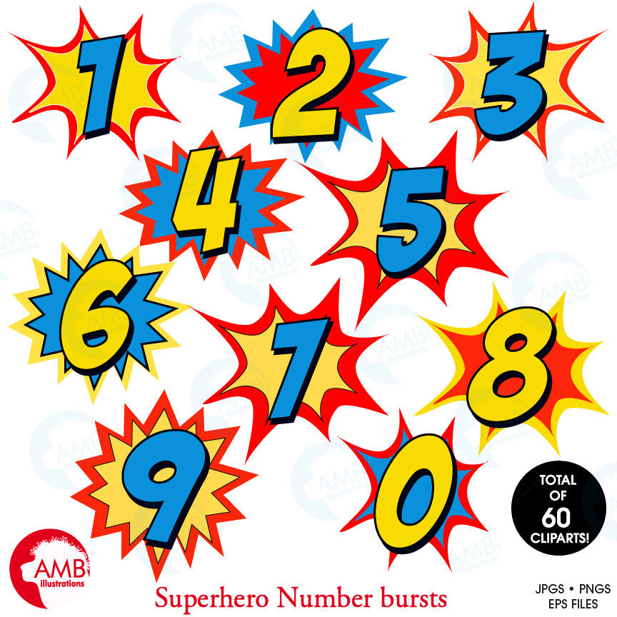 Starburst Numbers Clipart, 1340, an Illustration by AMBillustrations