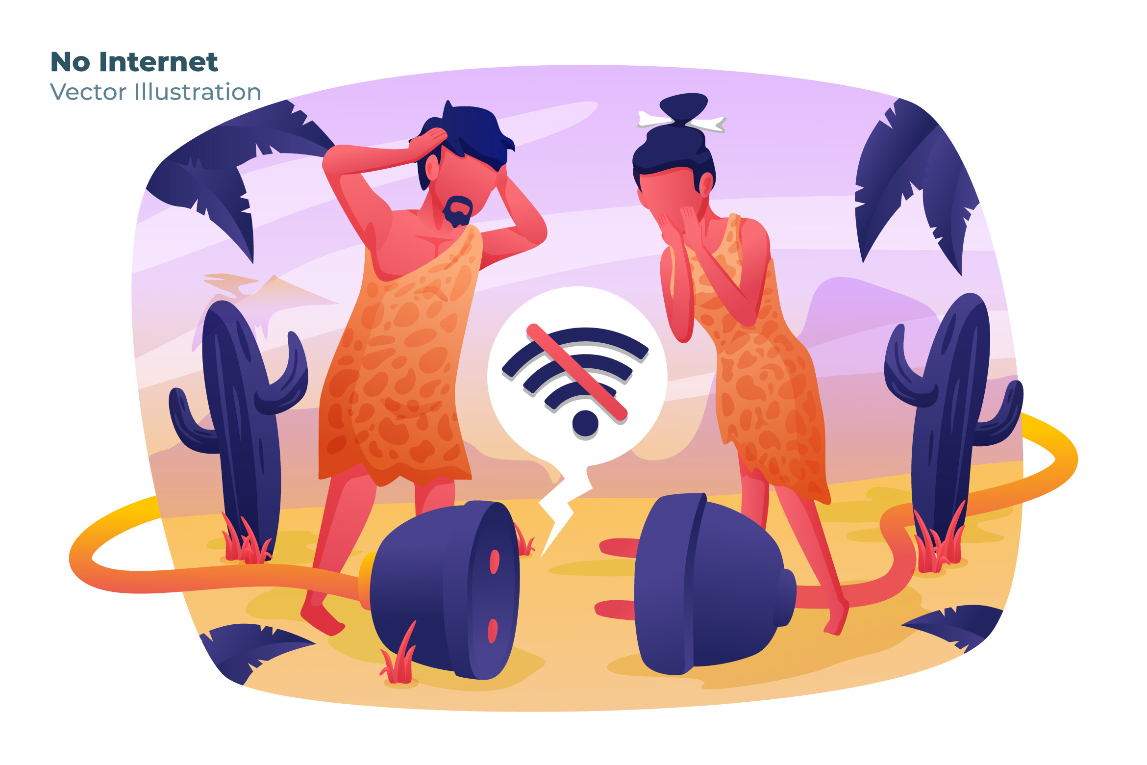 No Internet - Vector Illustration, a Technology Illustration by AQR Studio