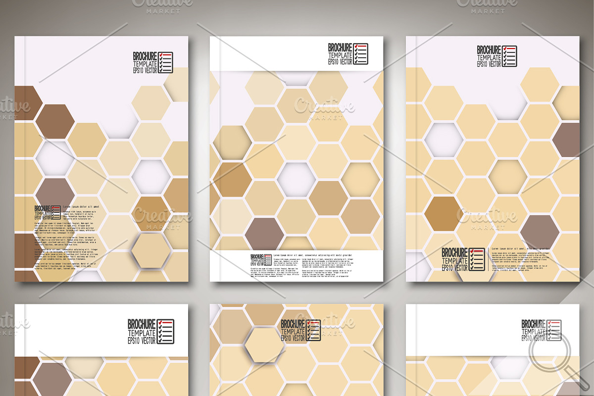 Hexagonal brochure or flyer patterns, a Print Template by VectorShop