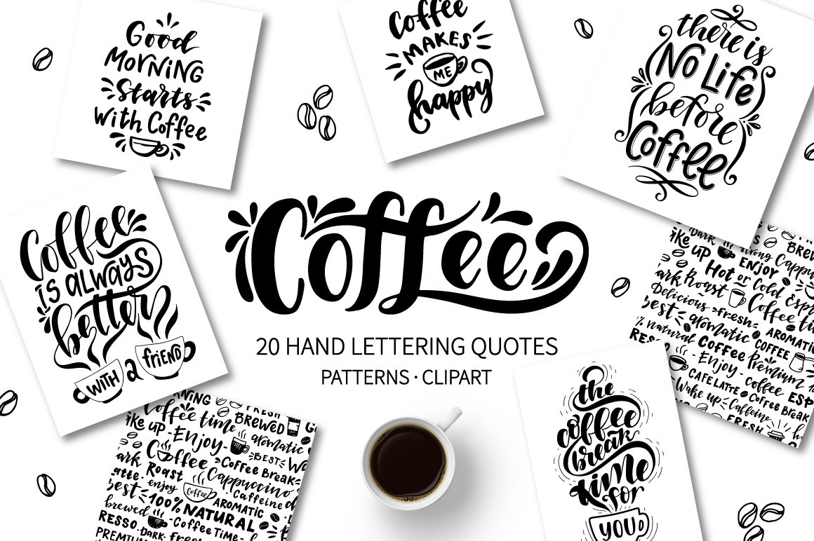 Coffee lettering set, a Decorative Illustration by NinaFedorova