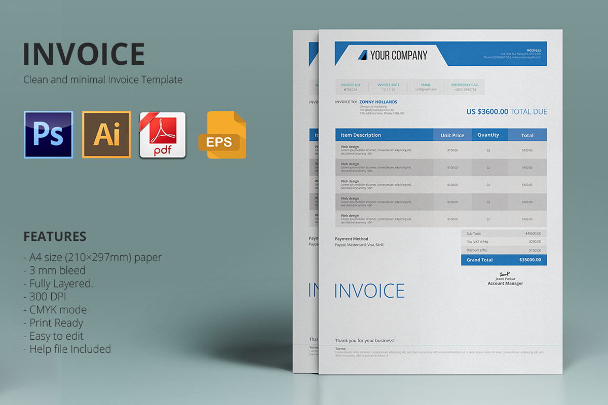 Invoice, a Stationery Template by art_ample