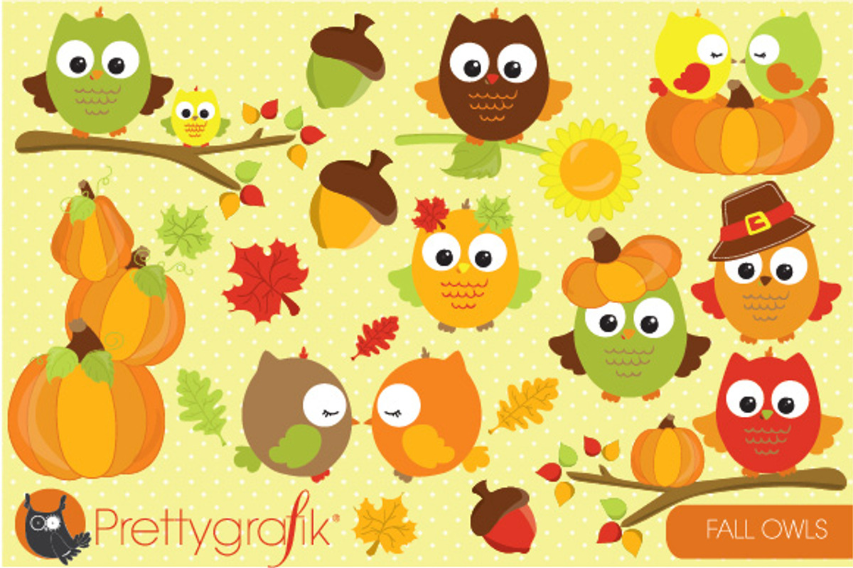 Fall owls clipart, an Illustration by PrettyBundles