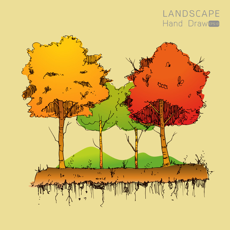 Natural landscape in Hand drawn, an Illustration by essense