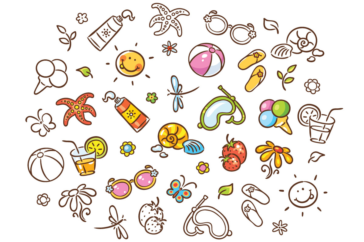 Summer Things Drawing Set, an Illustration by Bubert Art
