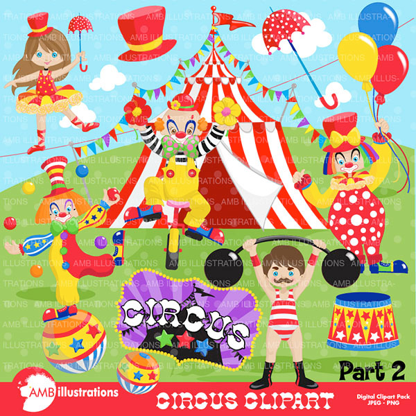 Clipart, Circus Clip art 2, AMB-1160, an Illustration by AMBillustrations