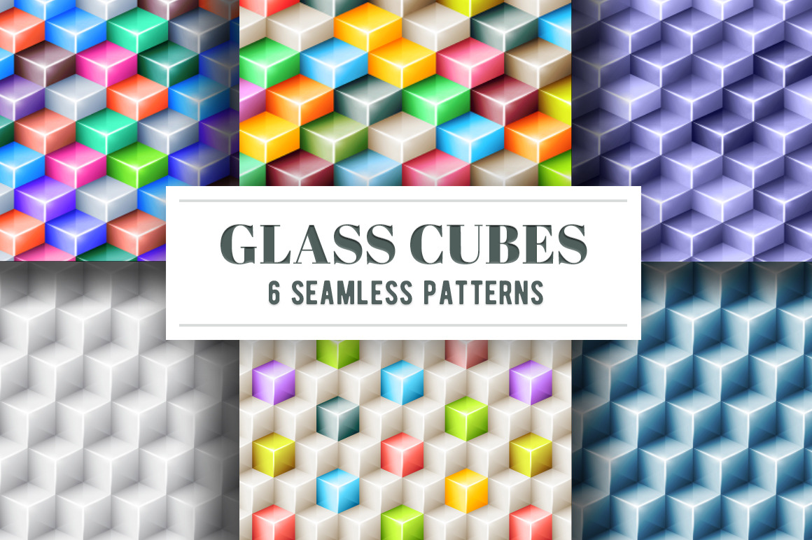 Glass cubes 6 seamless patterns, a Pattern Graphic by yurlick