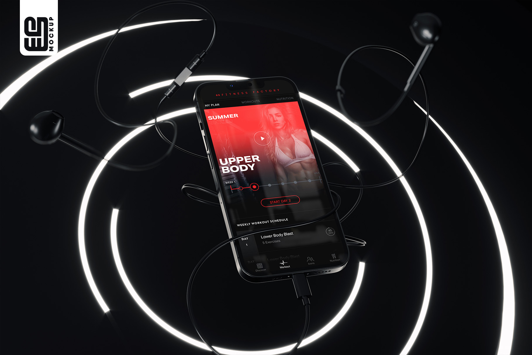 Smartphone With Headphones Mockup, a Device Mockup by SD Mockup