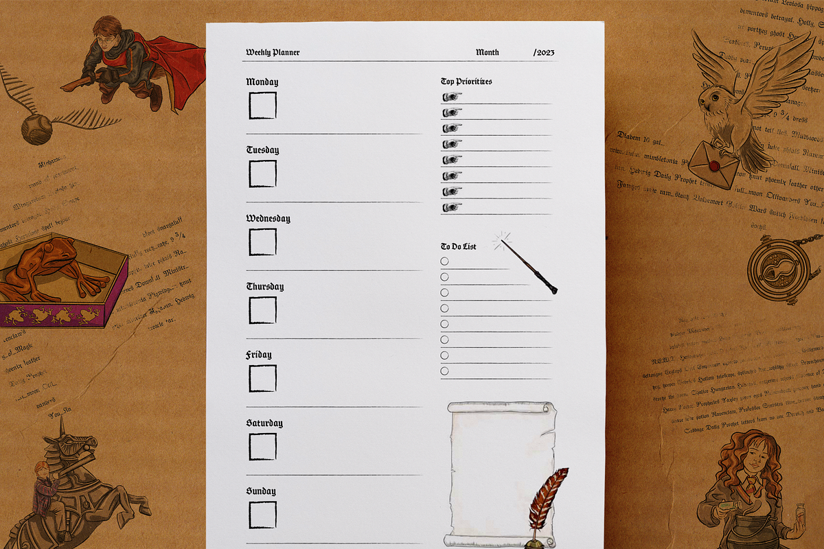 Harry Potter Weekly Planner
