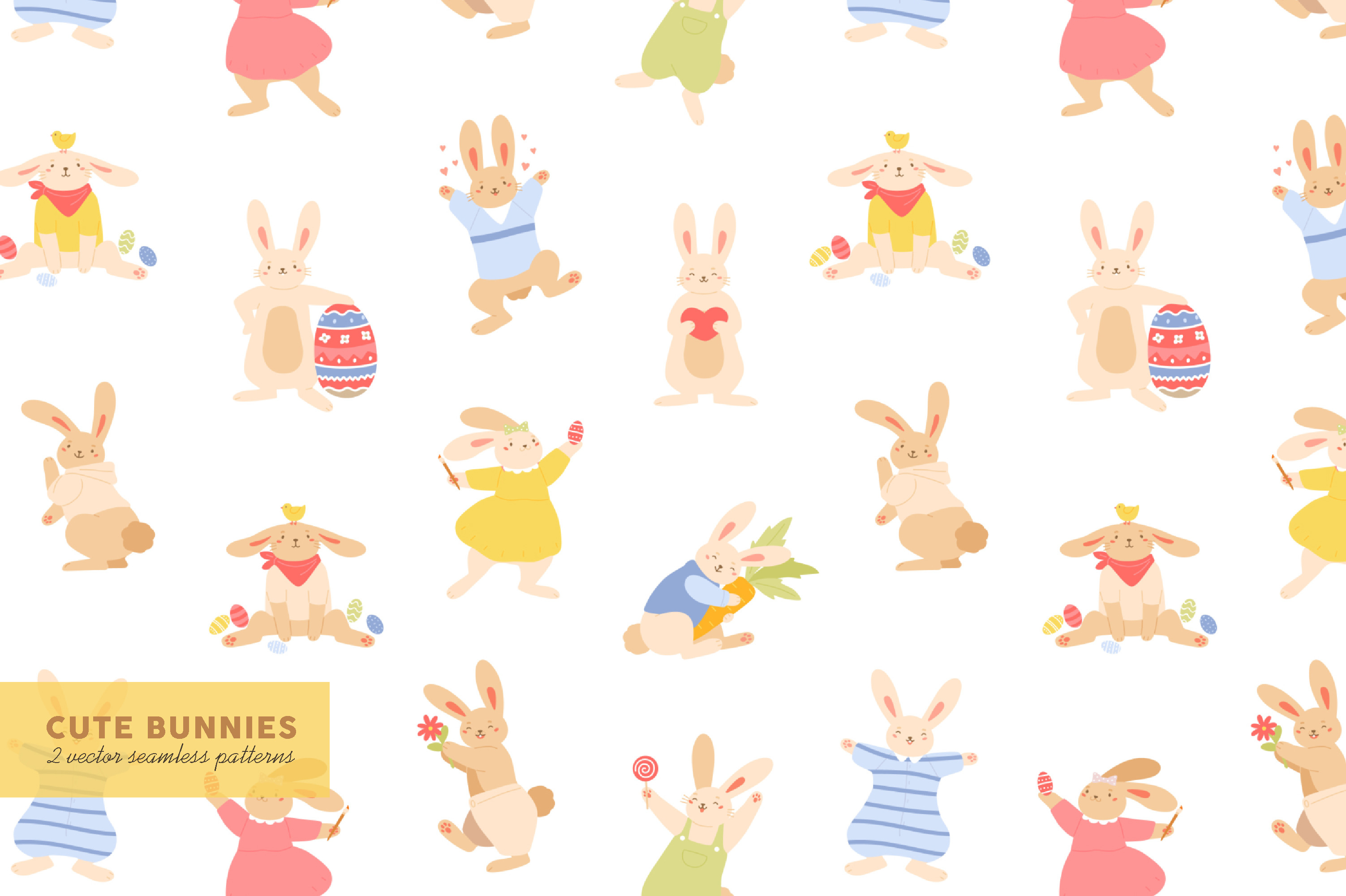 Cute bunnies seamless patterns, a Pattern Graphic by Good Studio