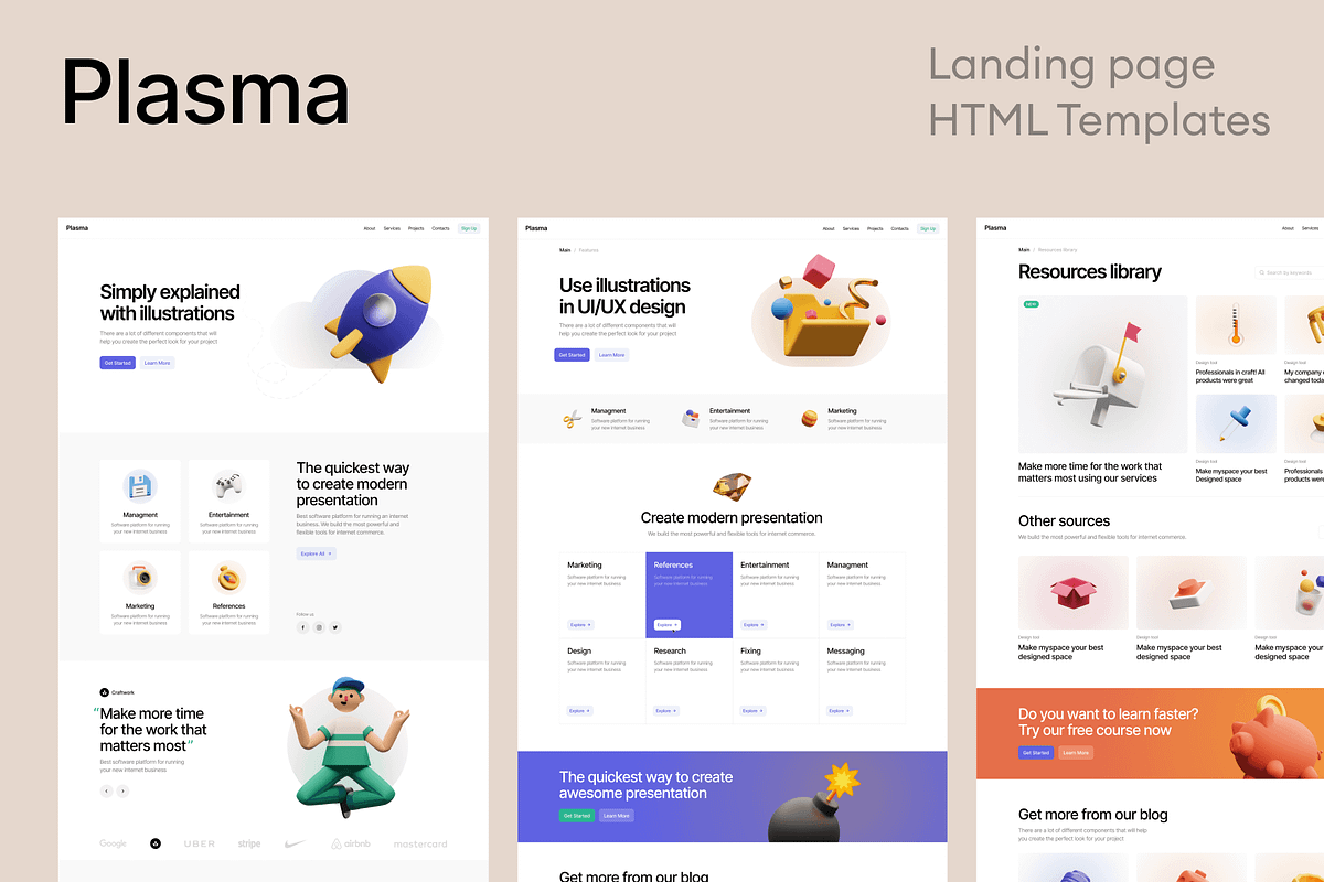 Plasma HTML Template, an UI Kit Template by Craftwork | Creative Market