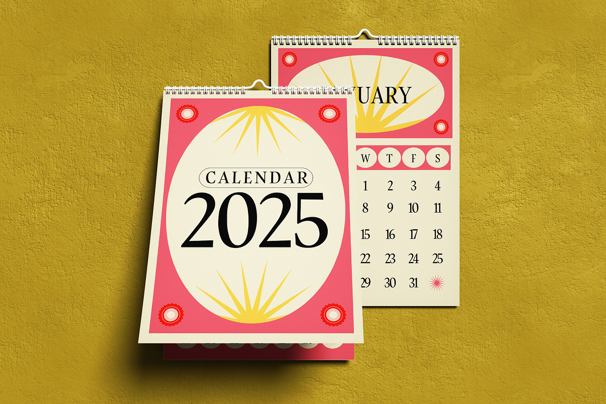 Pink Vintage Aesthetic Calendar 2025, a Print Template by graphicook