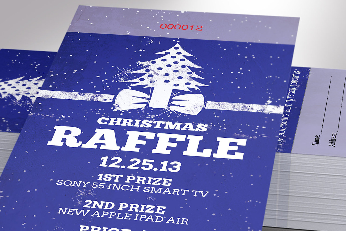 Christmas Raffle Ticket Template, a Card Template by Four C Graphic