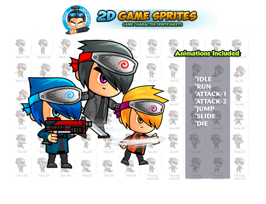 2D Game Character Sprites, an Illustration by DionArtworks