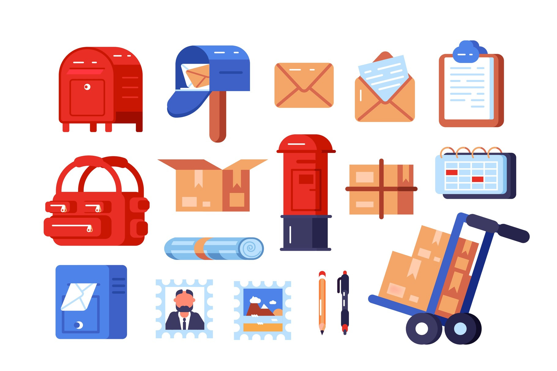 Post office symbols set, a Work Illustration by Kit8.net