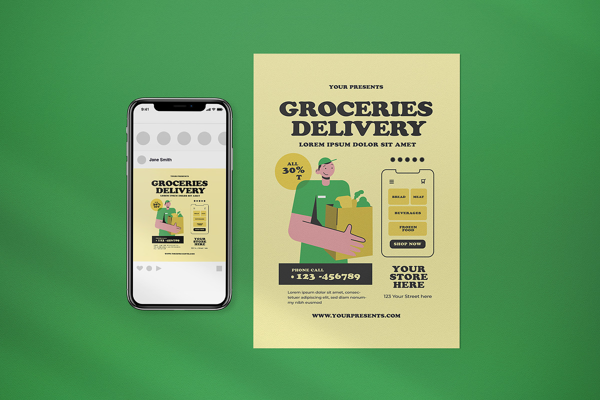 Groceries Delivery, a Flyer Template by lilyshop