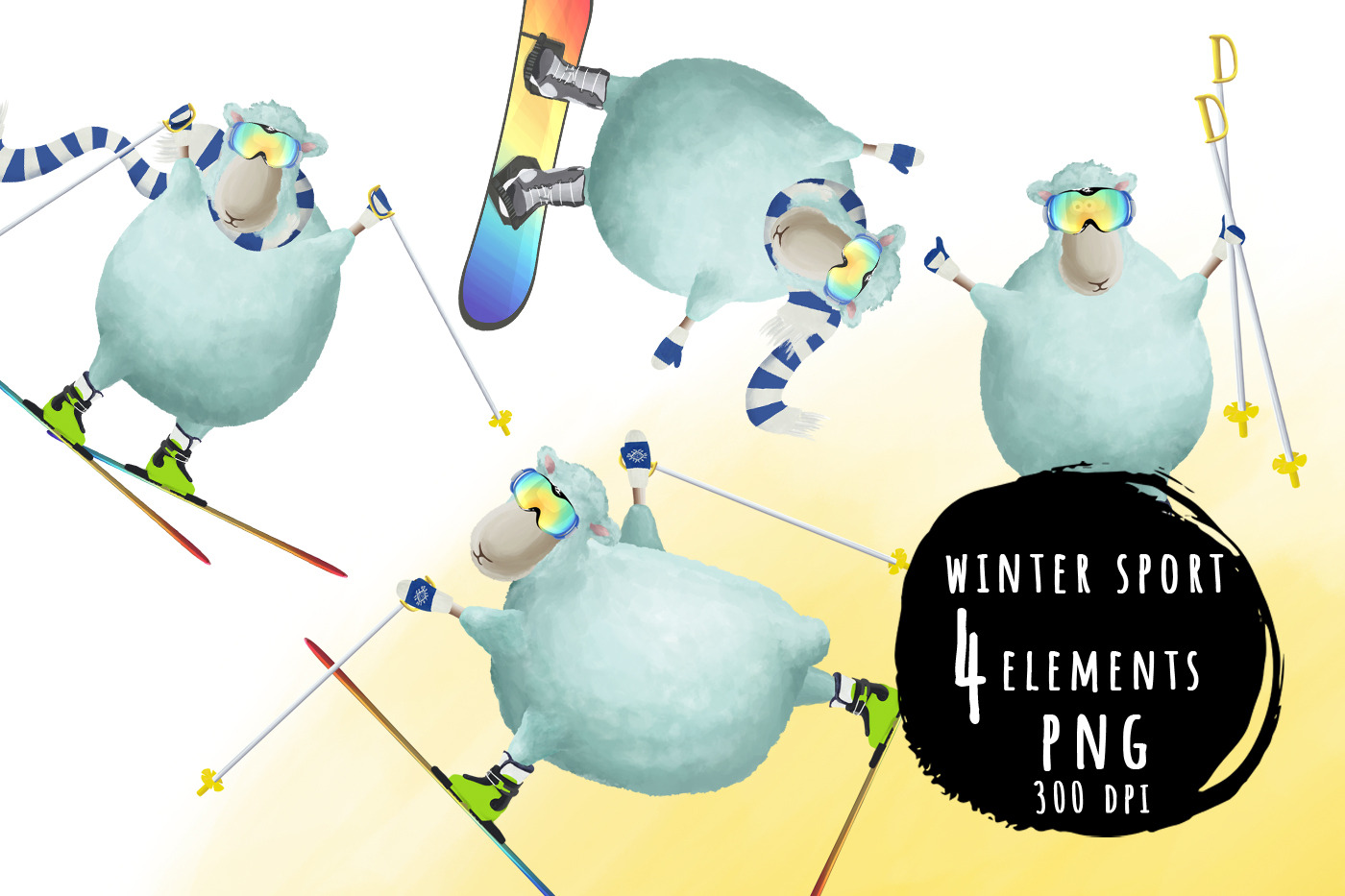 Sheep and winter Sport, an Animal Illustration by Julia_Raketic ...