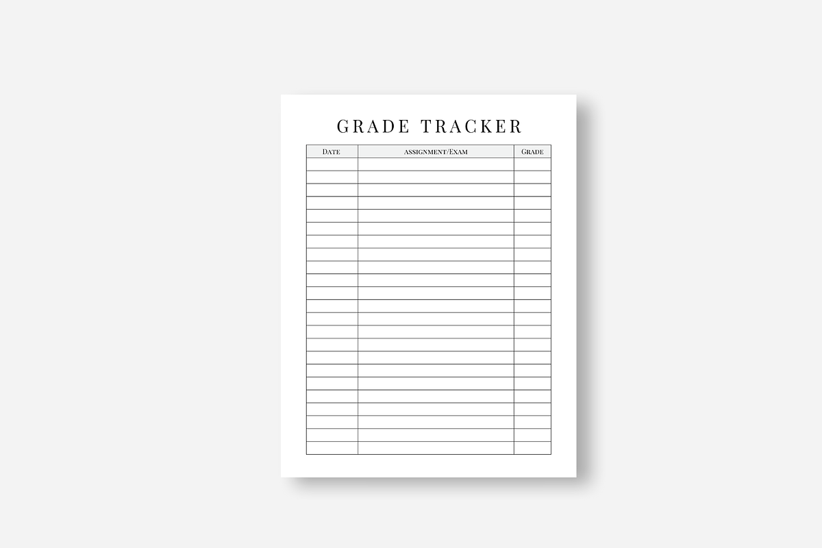 Student Grade Tracker Printable, a Stationery Template by The Chaos Project