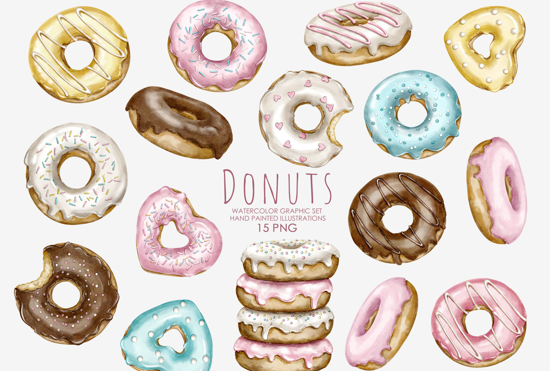 watercolor donuts clipart