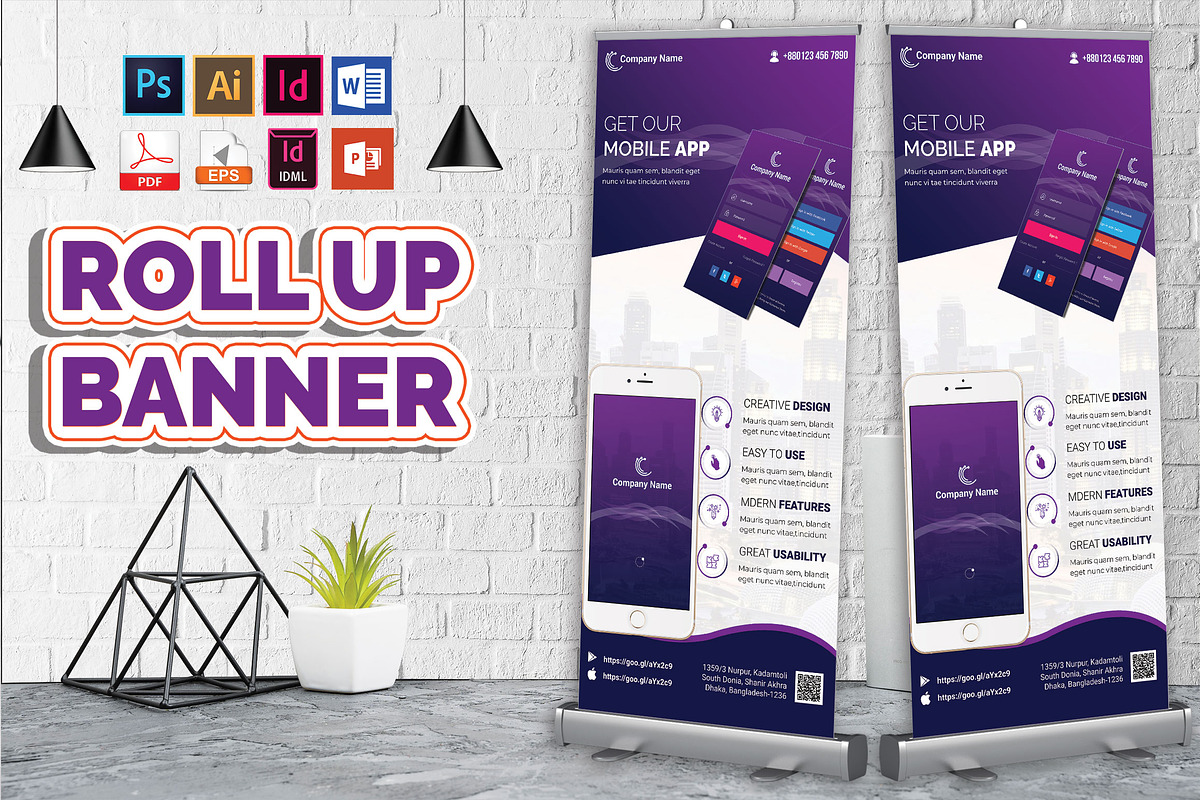Mobile App Promotion Roll Up Banner, a Flyer Template by Imagine Design ...