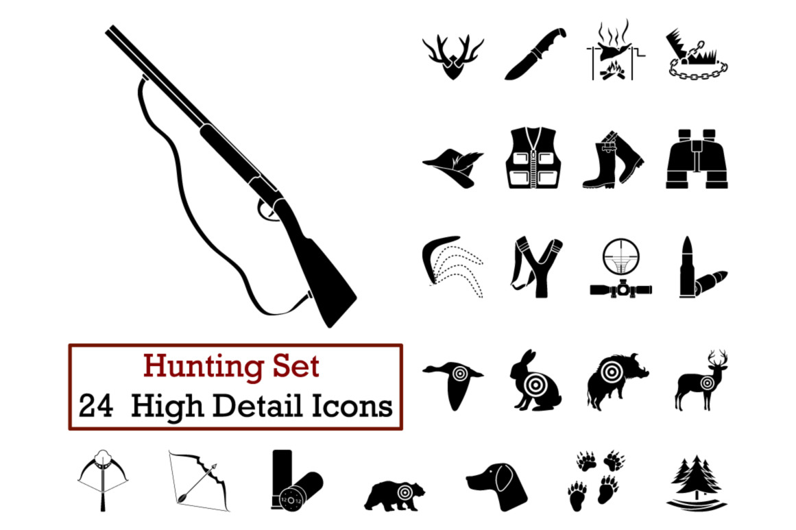 24 Hunting Icons, an Icon by Pavel Vectors