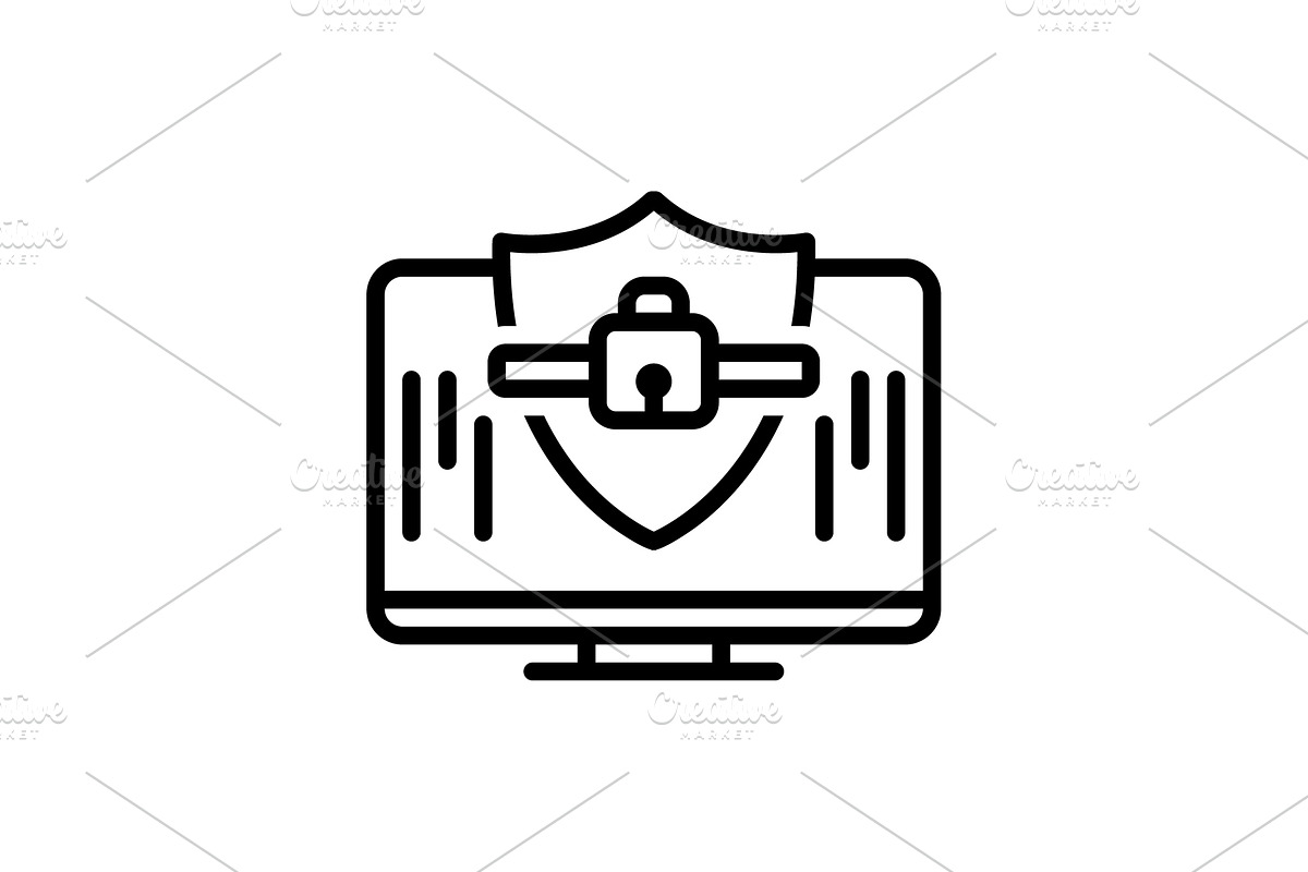 Computer security icon, an Icon by Creative priyanka | Creative Market