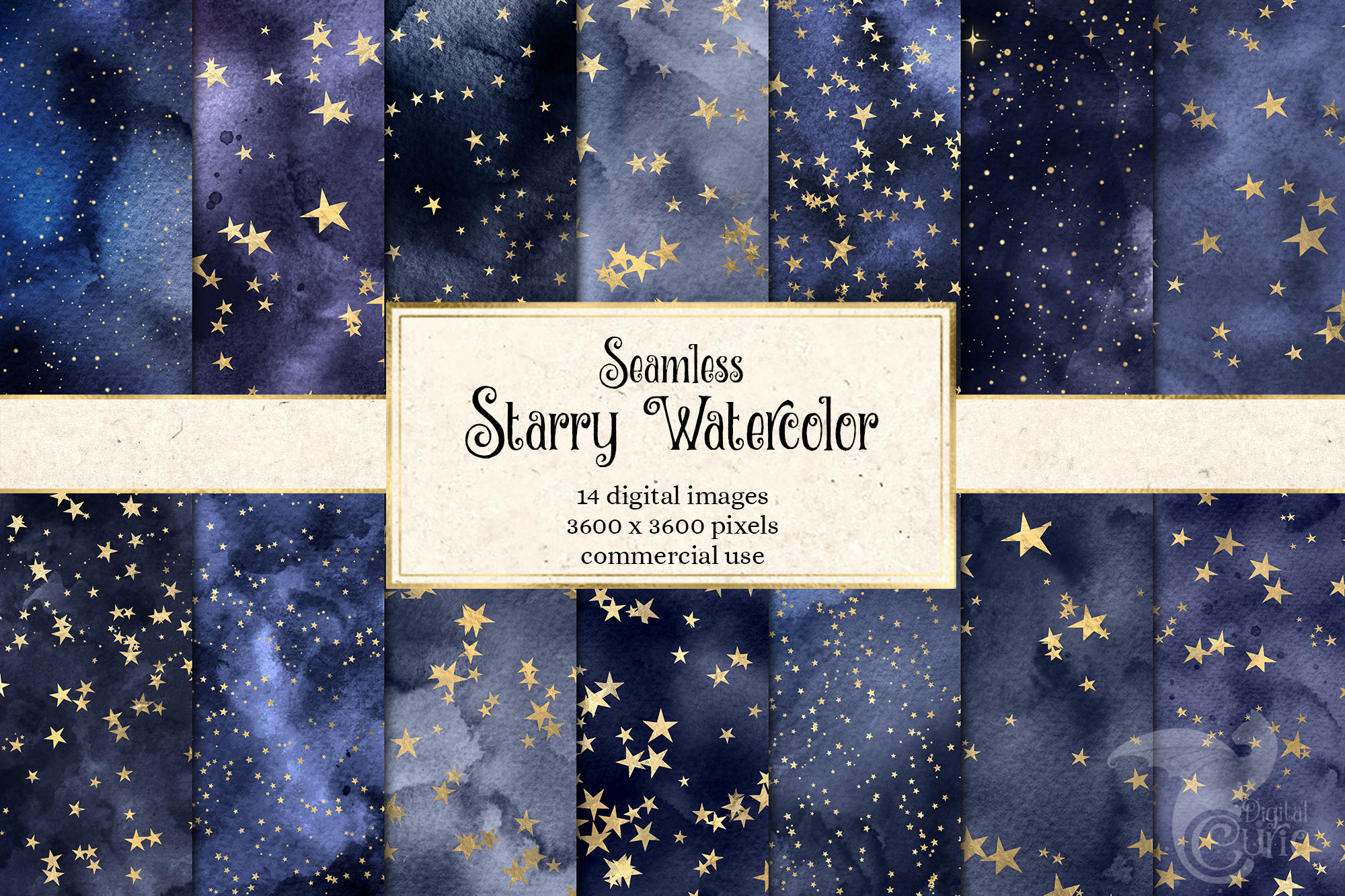 Starry Watercolor Digital Paper, a Texture Graphic by Digital Curio ...