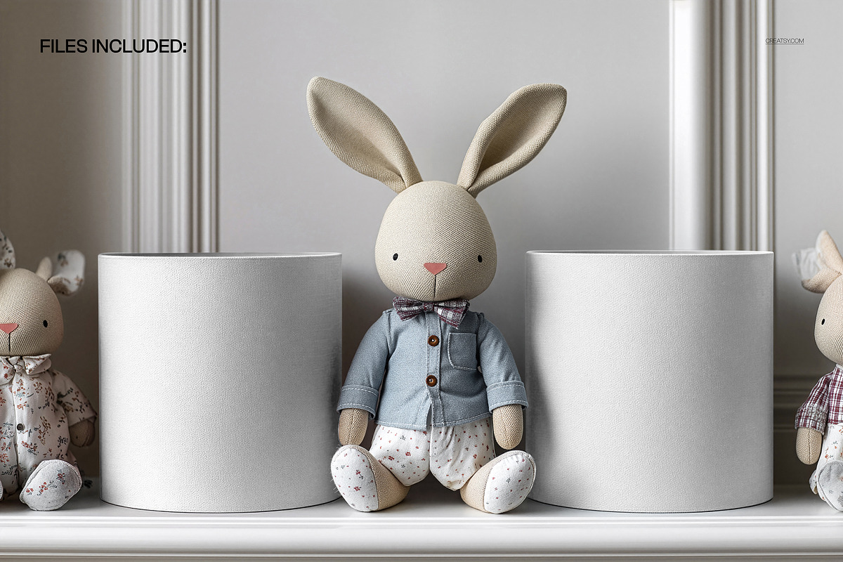Drum Lampshades with Plushie Mockup, a Household Mockup by creatsy5