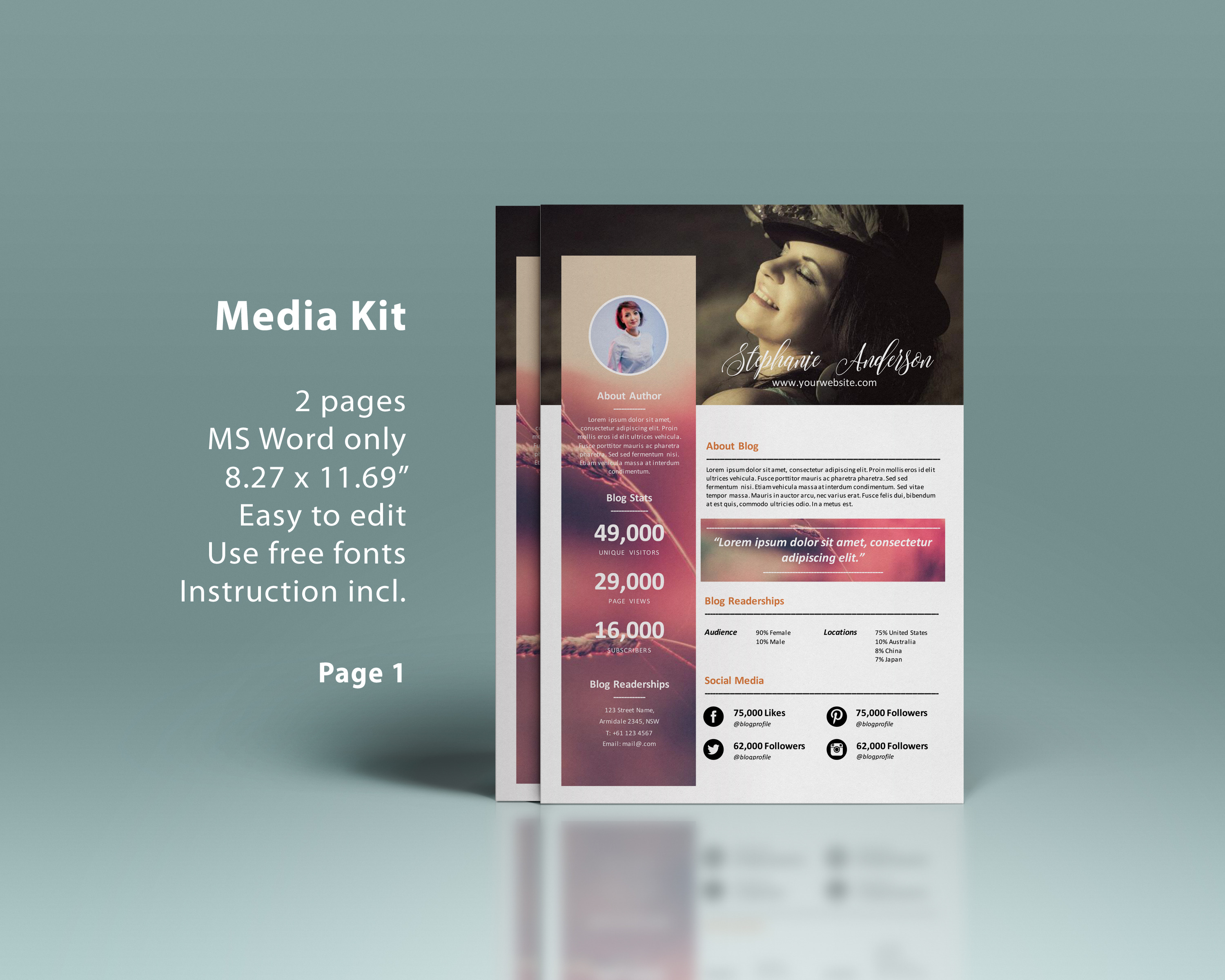 MS Word blog media kit - 2p, a Presentation Template by Inkpower