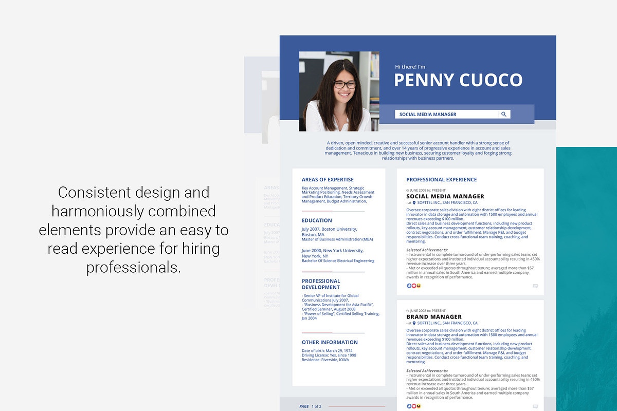 Resume Template Facebook, a Resume Template by arte grafica