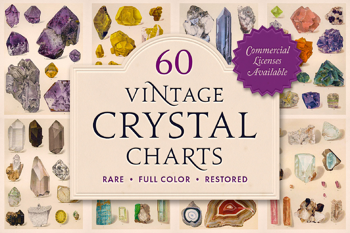 60 Vintage Crystal Charts, a Decorative Illustration by The Object Atlas