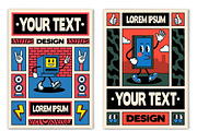 Retro posters or banners 90s style, a Decorative Illustration by ...
