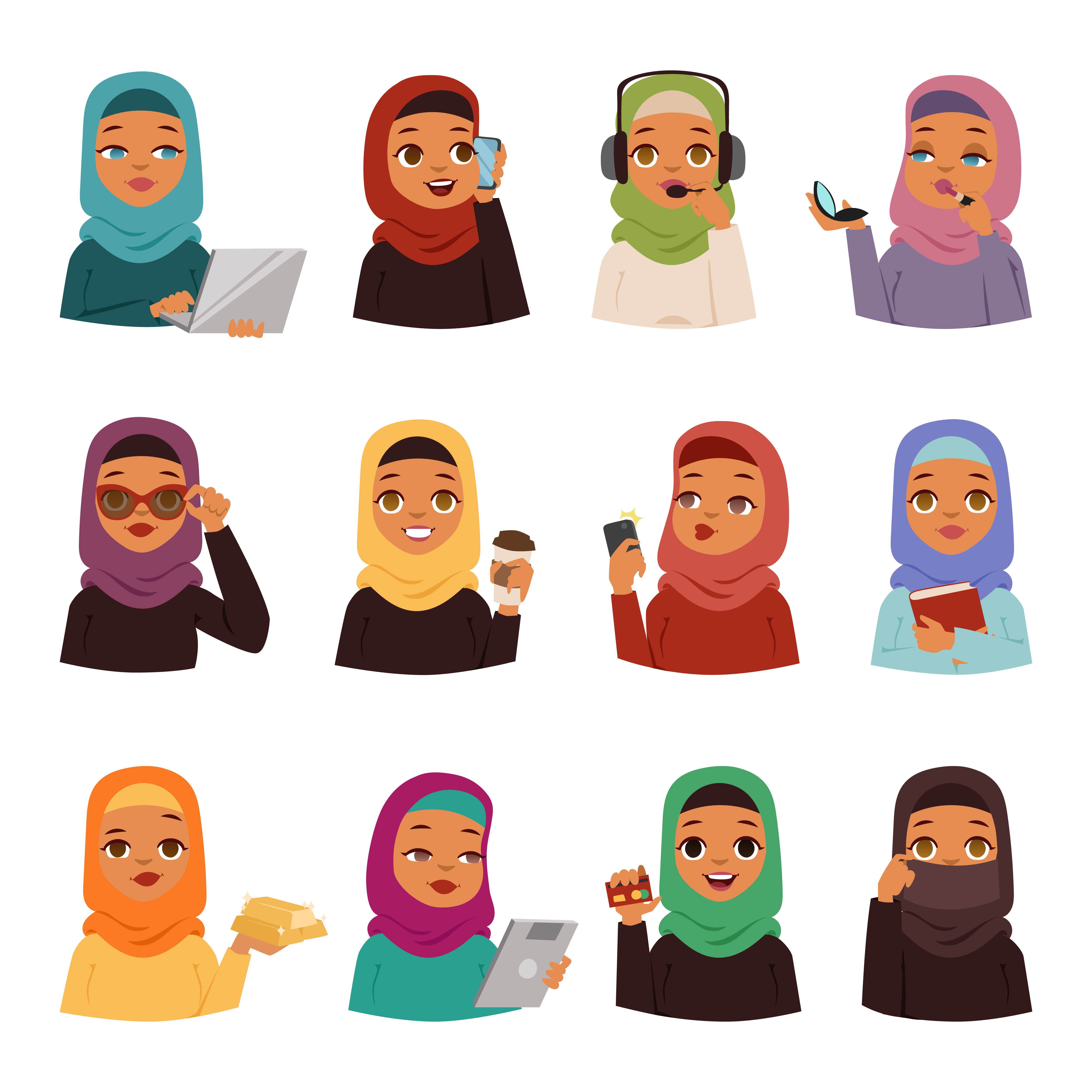 Arabic woman vector set, a Person Illustration by Vectorstockersland