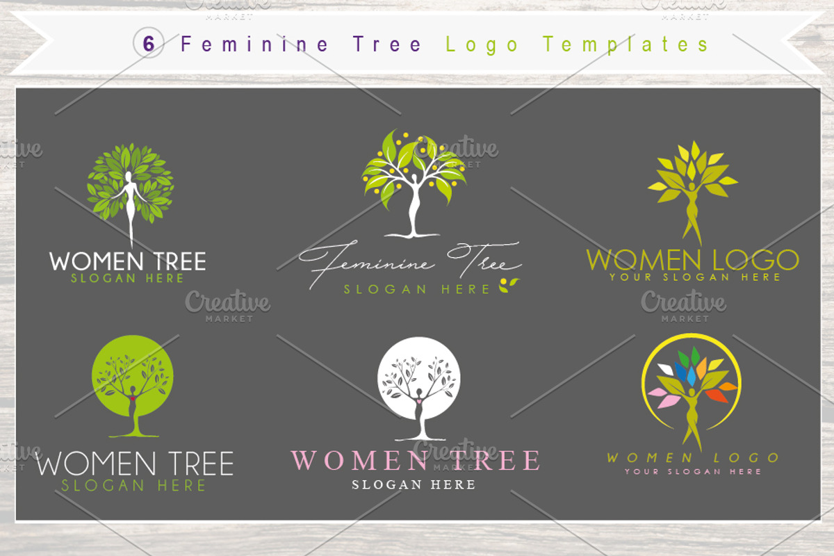 6 Feminine Woman Figure Tree Logos, a Branding & Logo Template by ...