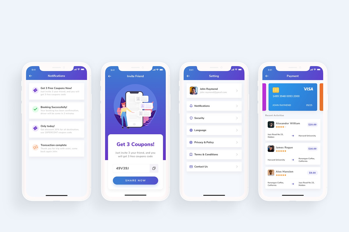 Ovlet - Taxi Mobile App UI Kit, an UI Kit Template by Masdika Studio