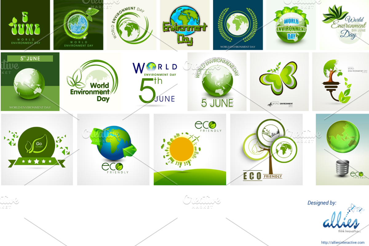 Go Green, Earth Day - Bundle (EPS10), an Illustration by Allies Interactive