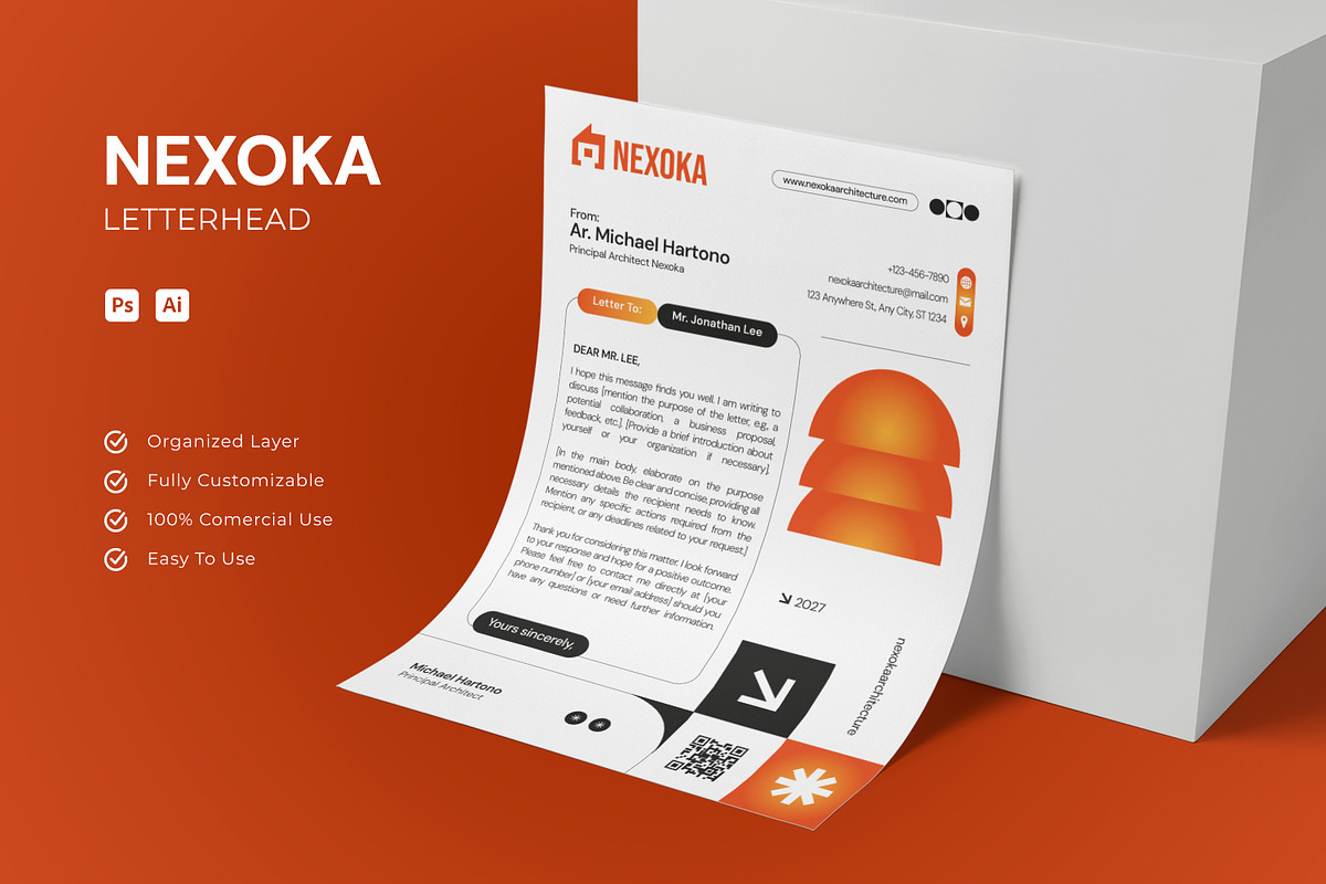 Nexoka - Letterhead, a Card Template by Esensifiksi.studio