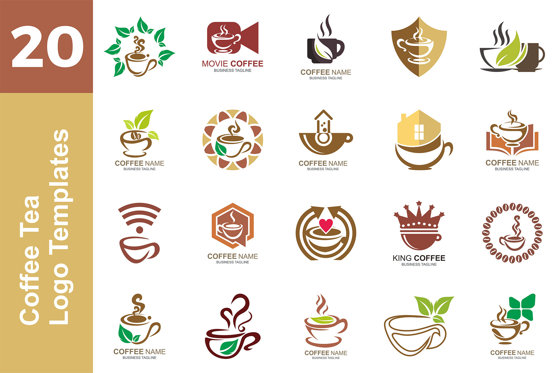 20 Logo Coffee Tea Templates Bundle | Branding & Logo Templates ...