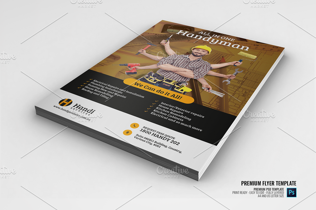 Handyman Promotional Flyer, a Flyer Template by PSDPixel