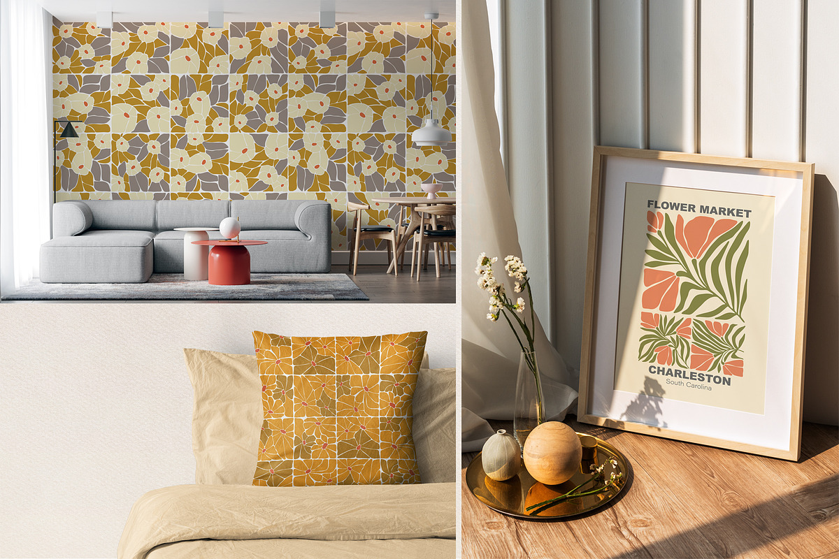 Retro Floral Patterns & Posters