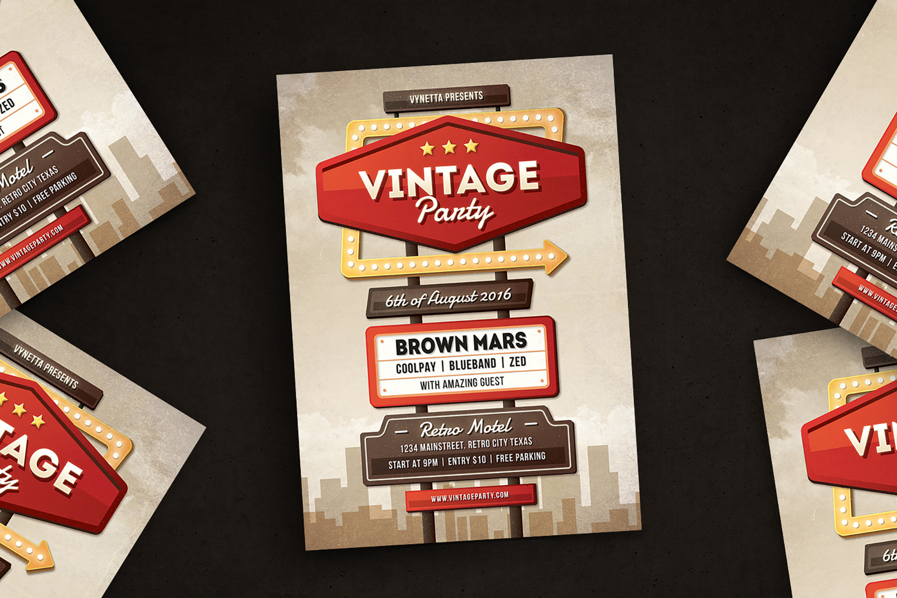 Motel Sign Flyer Poster, a Flyer Template by VectorVactory