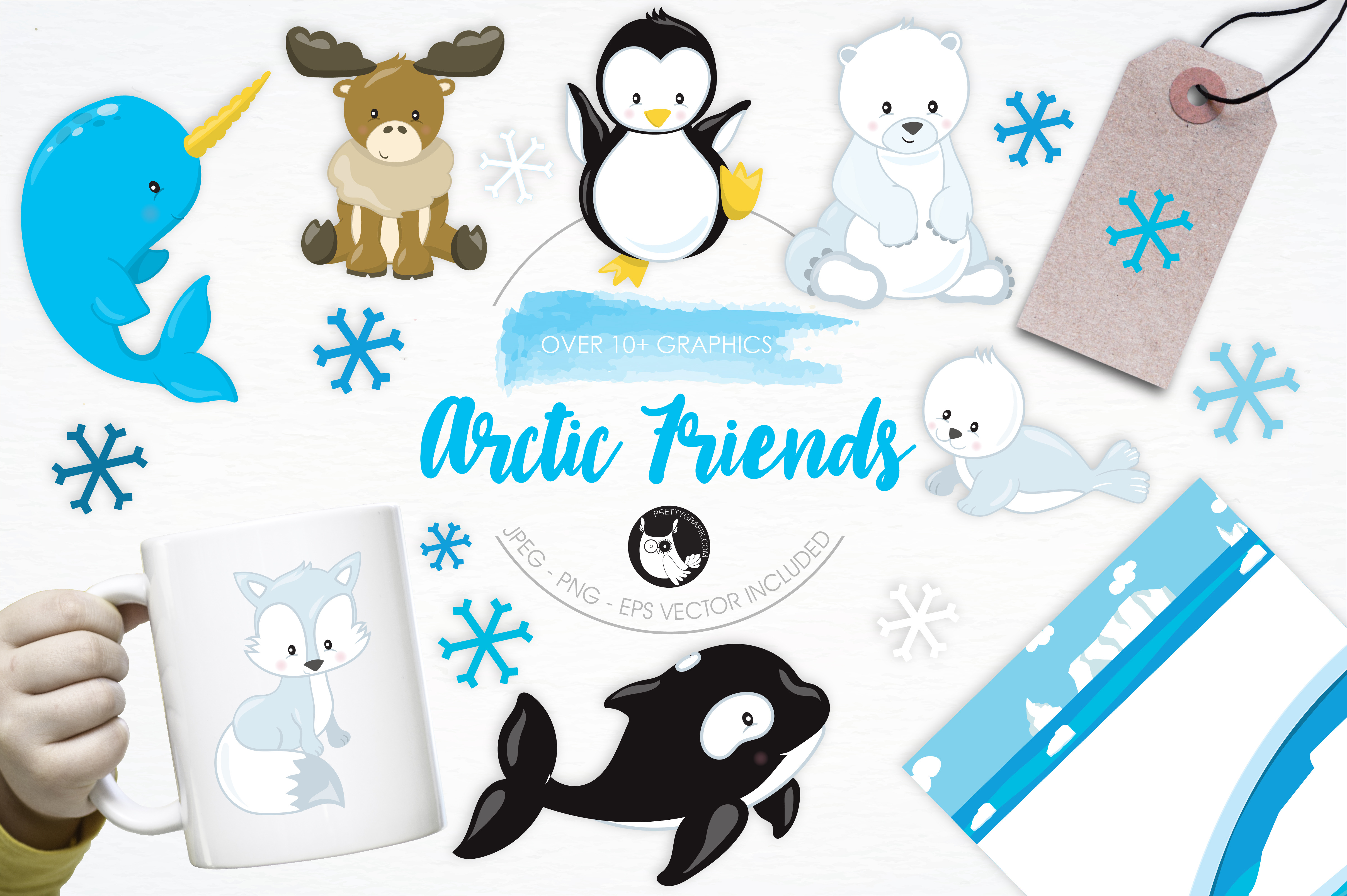 Artic Friends illustration pack, an Animal Illustration by PrettyBundles
