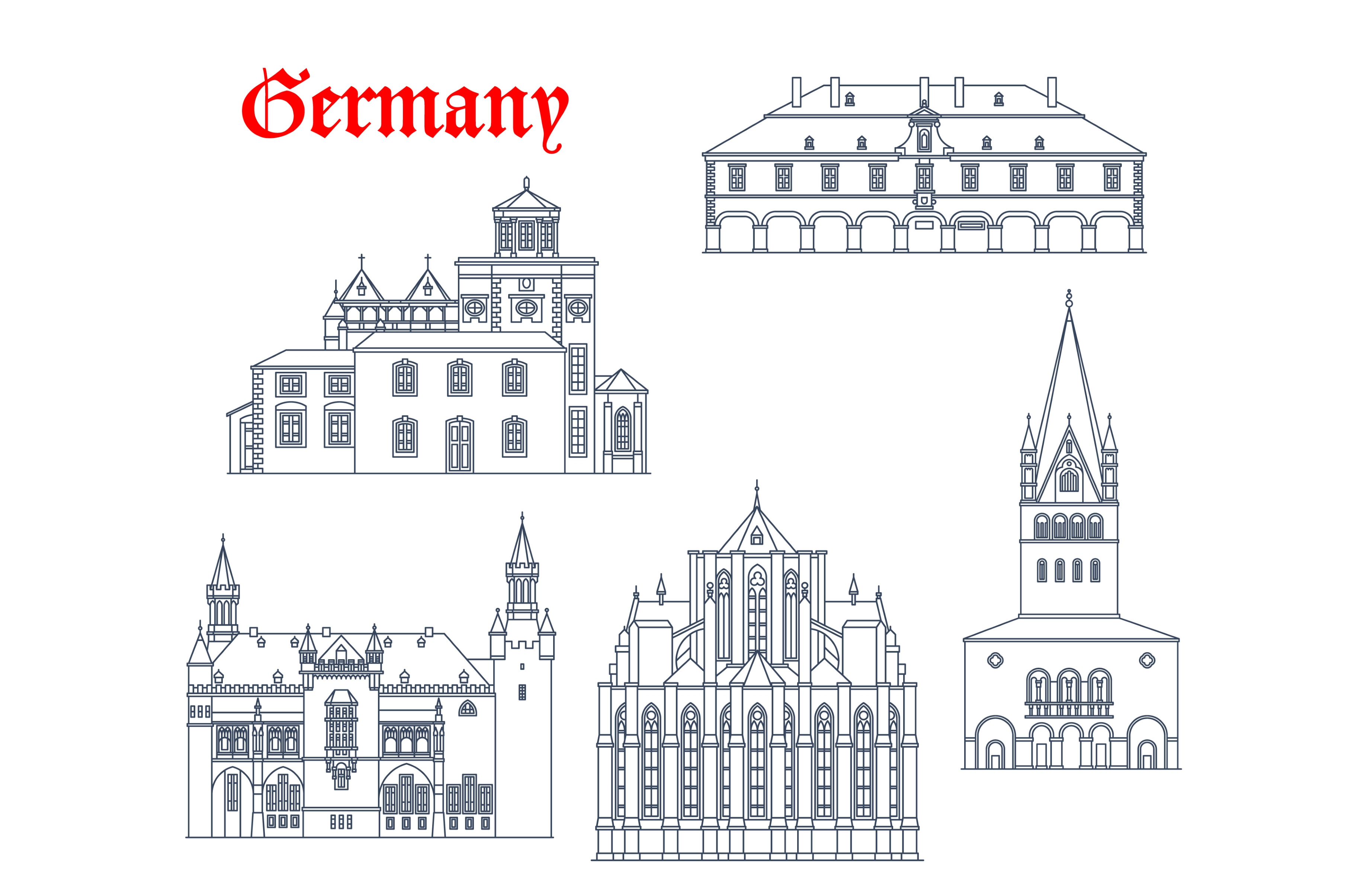 Germany landmarks, Aachen | Illustrations ~ Creative Market