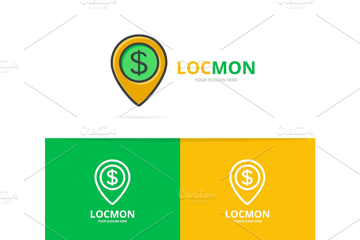 Vector of pin and dollar logo combination. Unique point and bank ...
