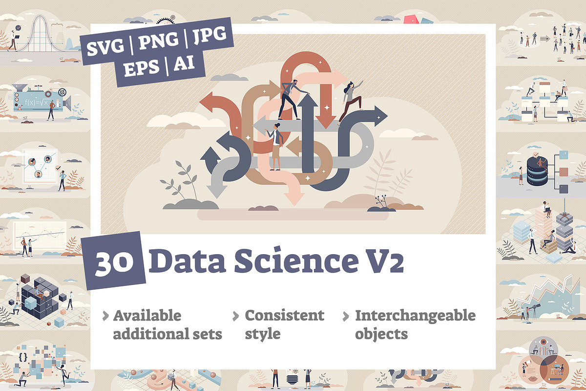 30 Data Science V2 Concepts, an Education Illustration by VectorMine ...
