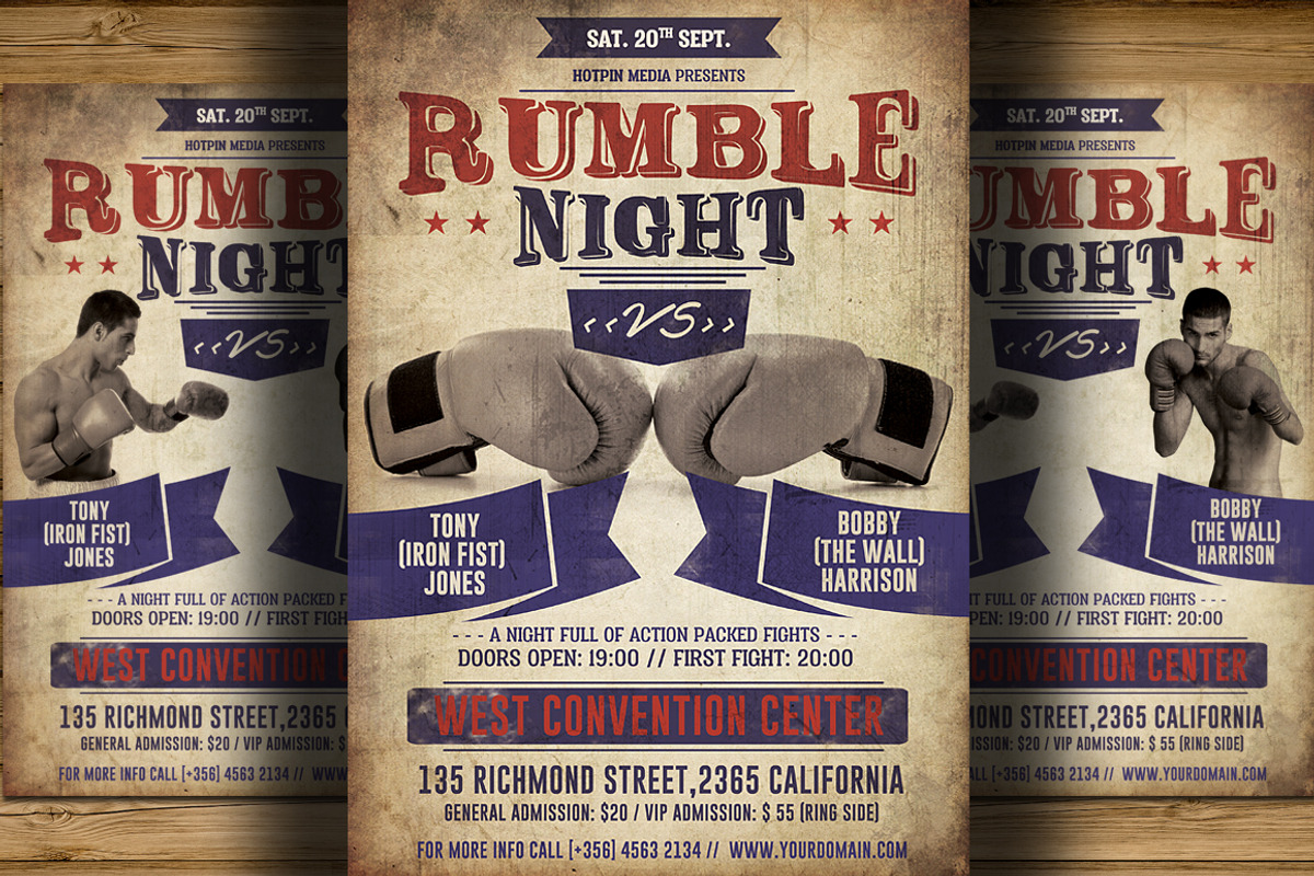 Vintage Boxing Flyer/Poster Template, a Flyer Template by Hotpin