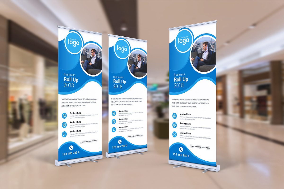 Blue Roll-Up Banner Design, a Stationery Template by ZAAS